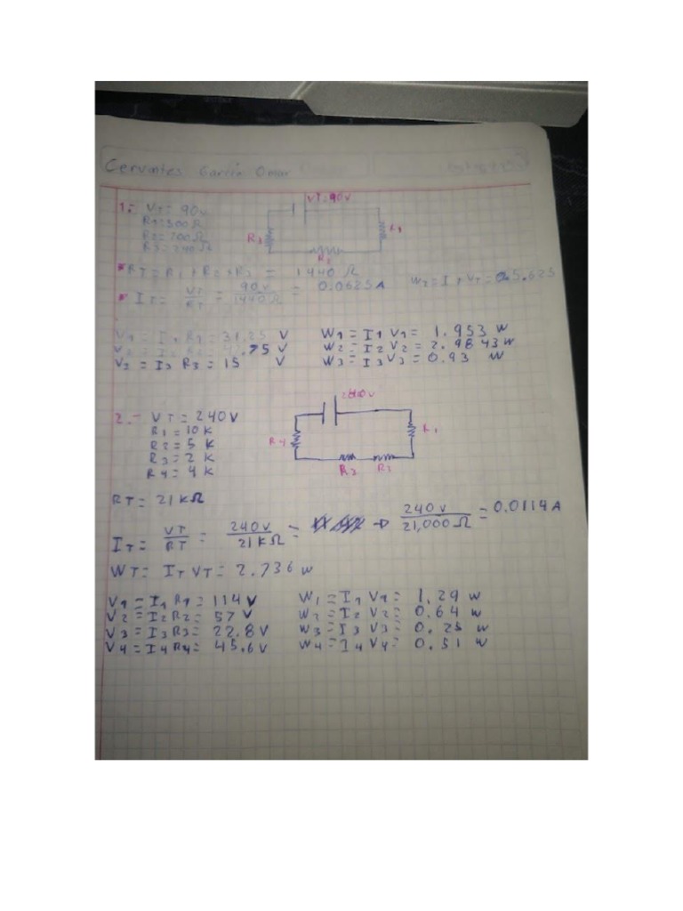 Ejercicios Ley de Ohm | PDF