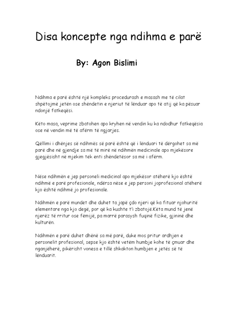 Koncepte Nga Ndihma e Parë by Agon Bislimi (AgBi) | PDF