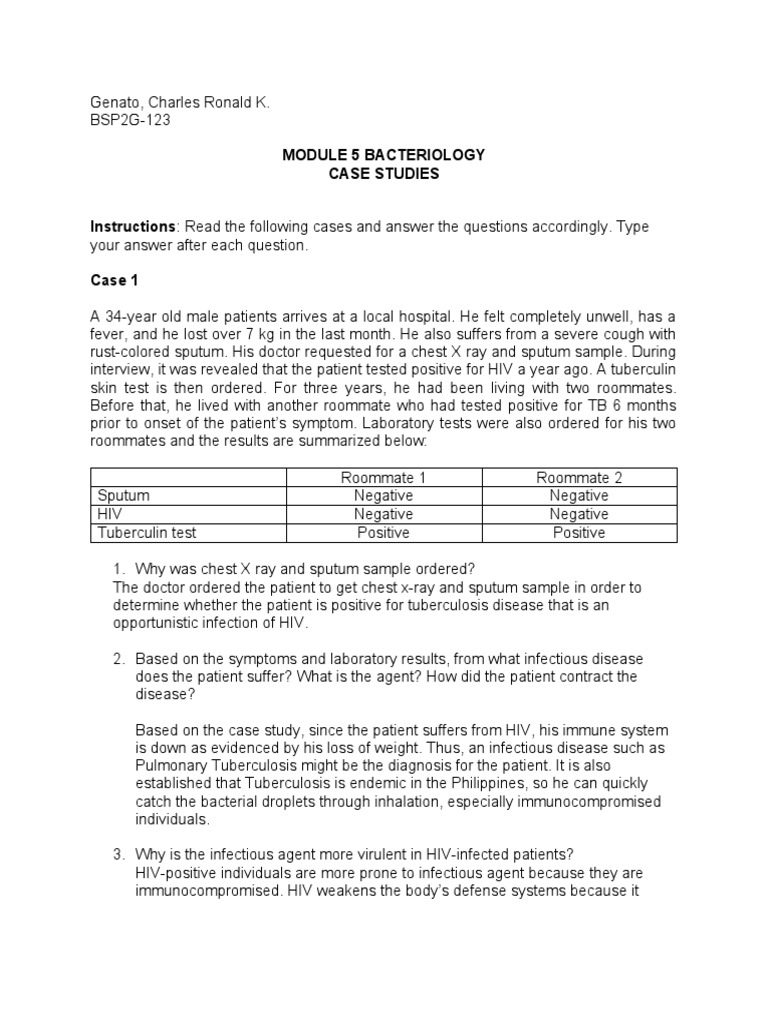 Genato BSP2G123 M5 Case Studies | PDF | Tuberculosis | Infection