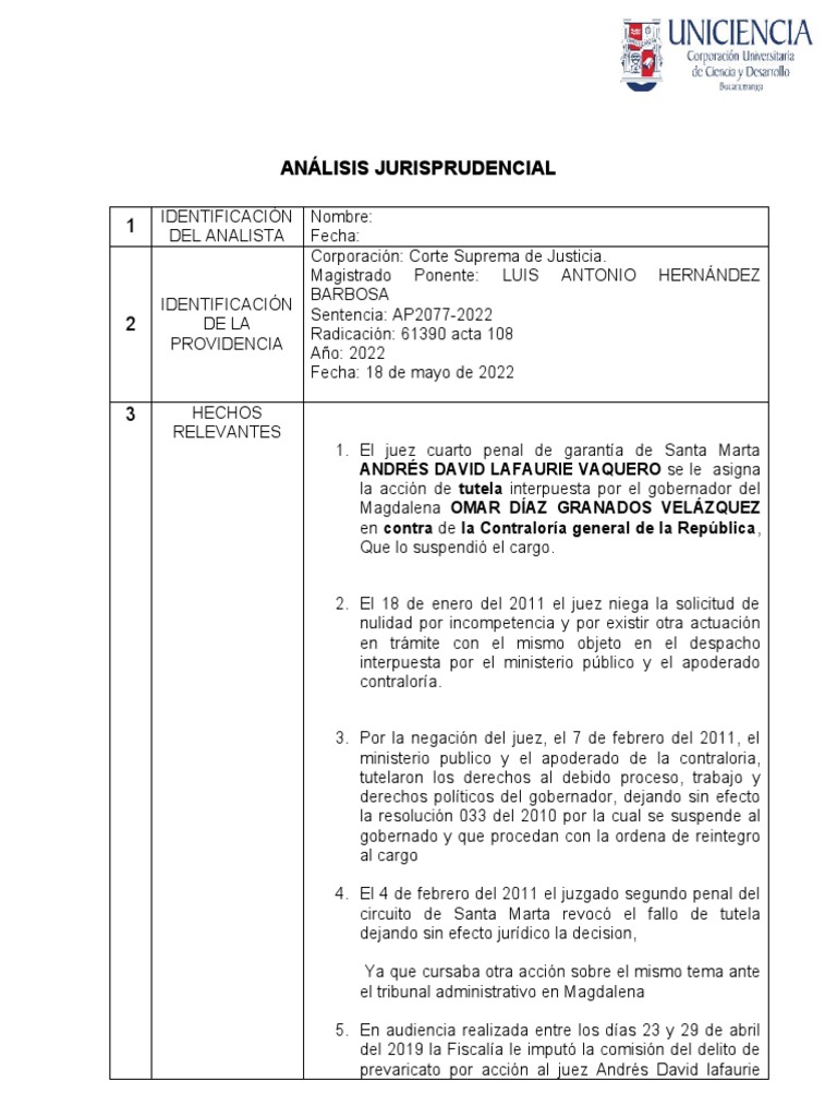 Analisis Sentencia Penal | PDF | Sentencia (ley) | Justicia