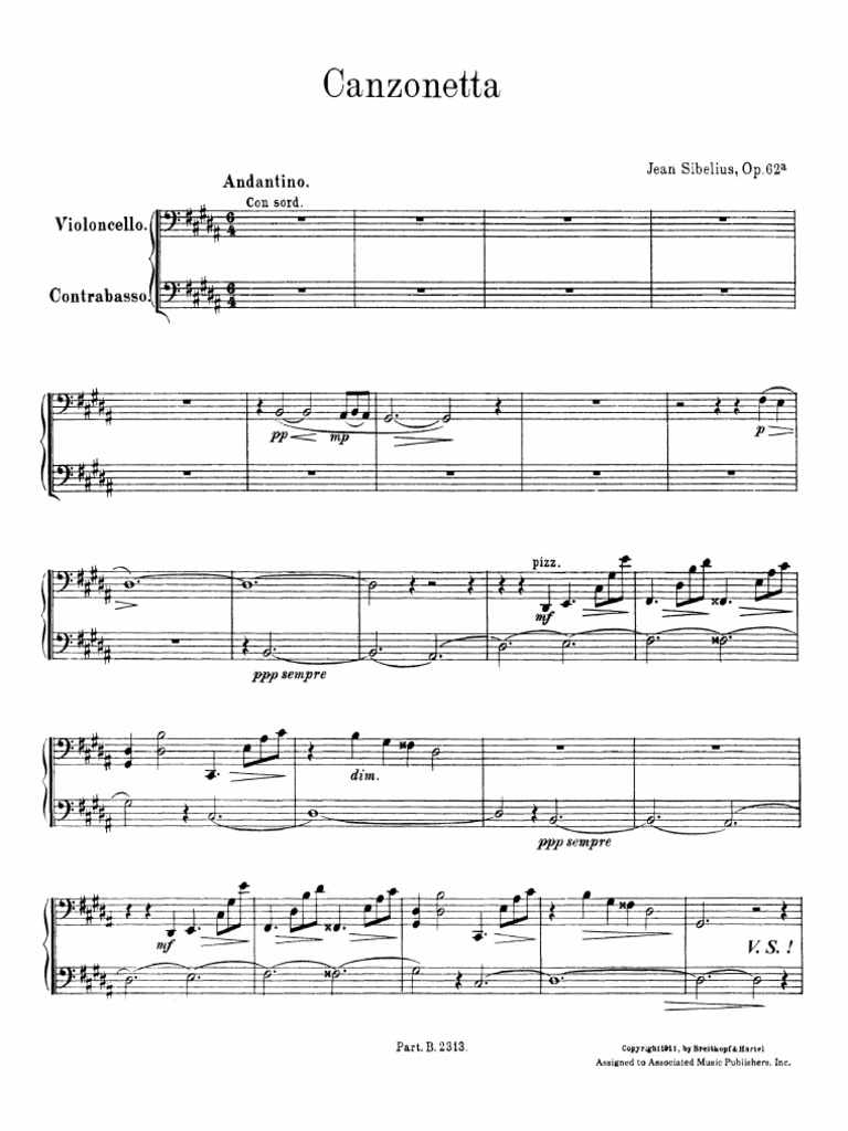 SIBELIUS Canzonetta Op. 62a VC-CB | PDF