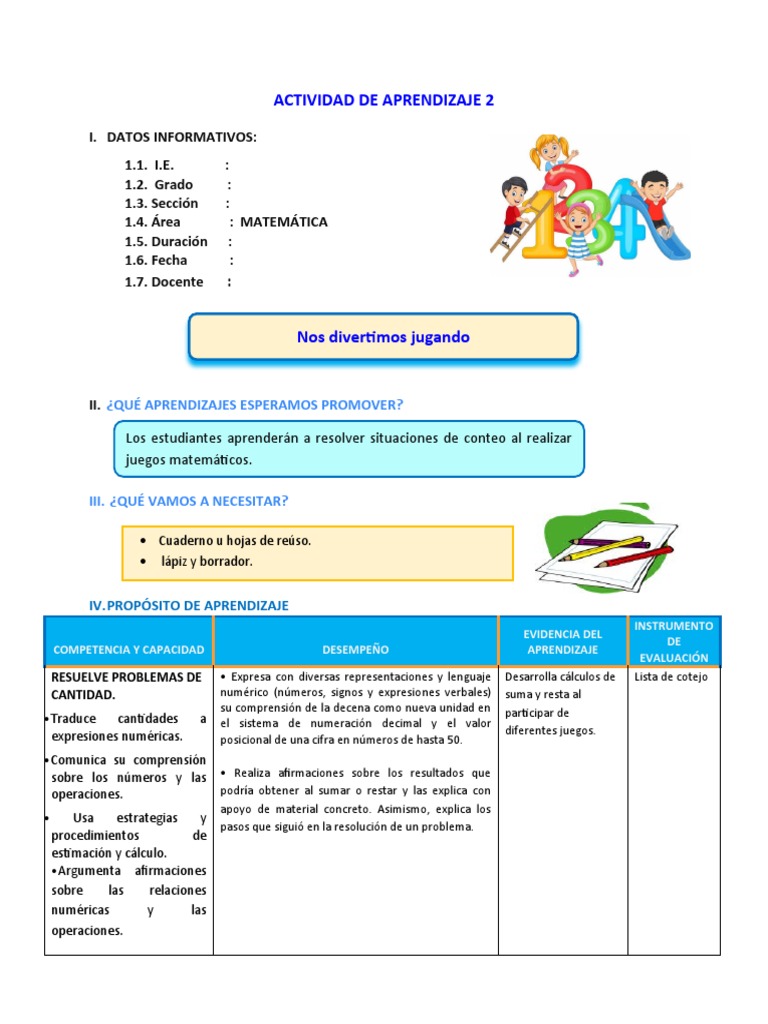 D2 A1 SESION Nos Divertimos Jugando | PDF | Evaluación | Aprendizaje