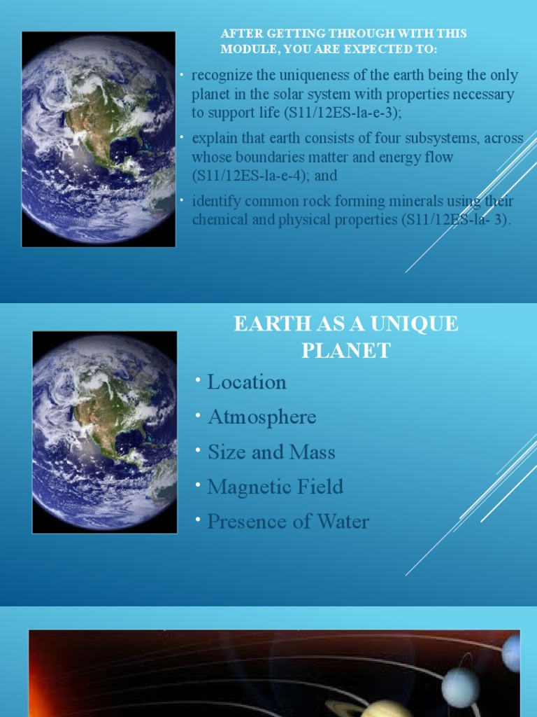 Earth as a Unique Planet Adn Four Subsystems of the Earth | PDF | Earth ...