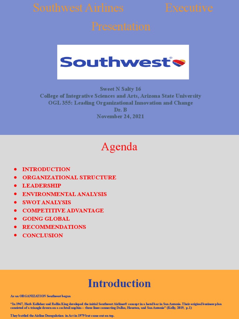 Ogl 355 Executive Presentation | PDF | Low Cost Carrier | Southwest Airlines
