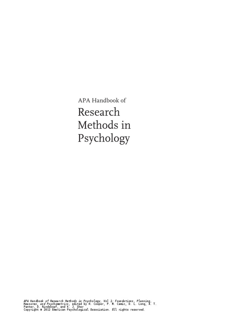 Research Methods in Psychology: APA Handbook of | PDF | American ...