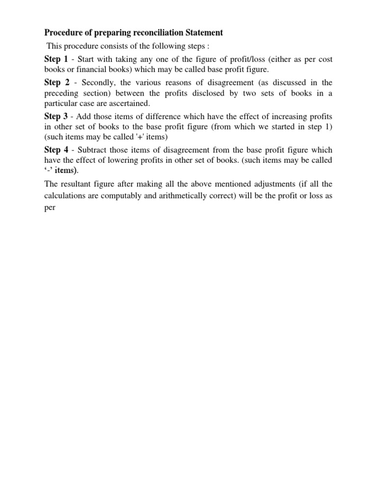 Reconciliation Statement Math | PDF | Financial Accounting | Valuation ...