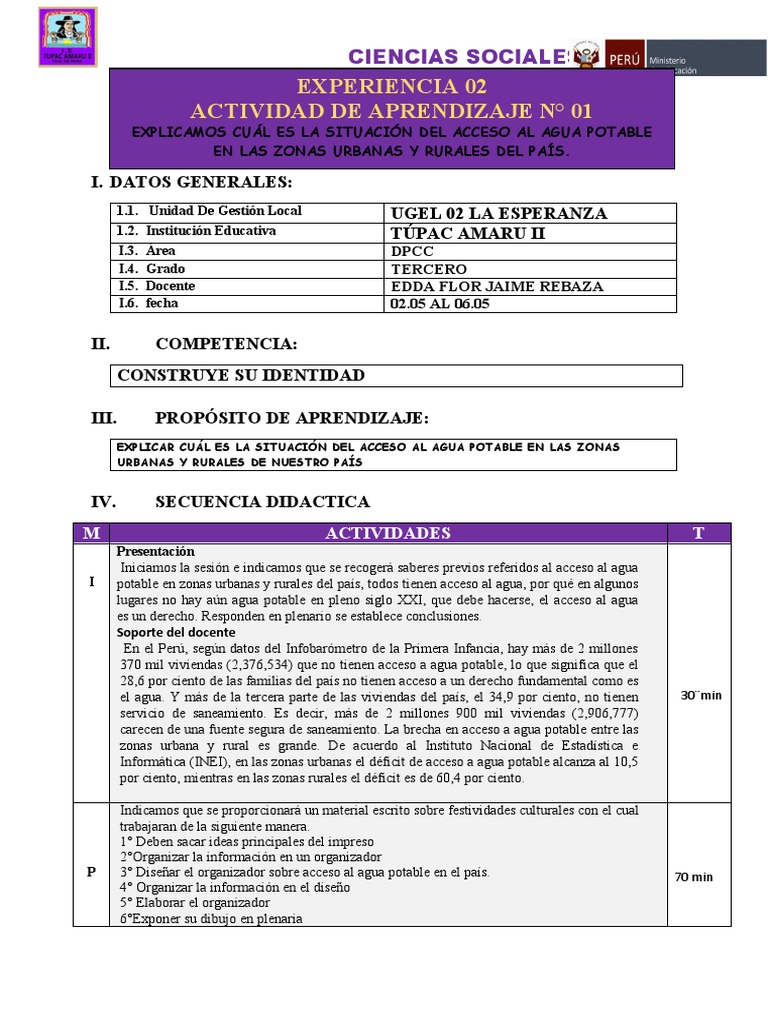 Actividad de Aprendizaje N°01 Exp 2 DPCC 3° | PDF