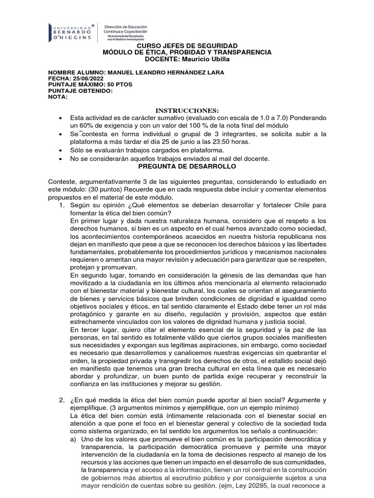 Informe Módulo de Ética UBO | PDF | Justicia | Crimen y violencia