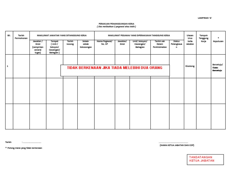 LAMPIRAN G Tanggung Kerja | PDF
