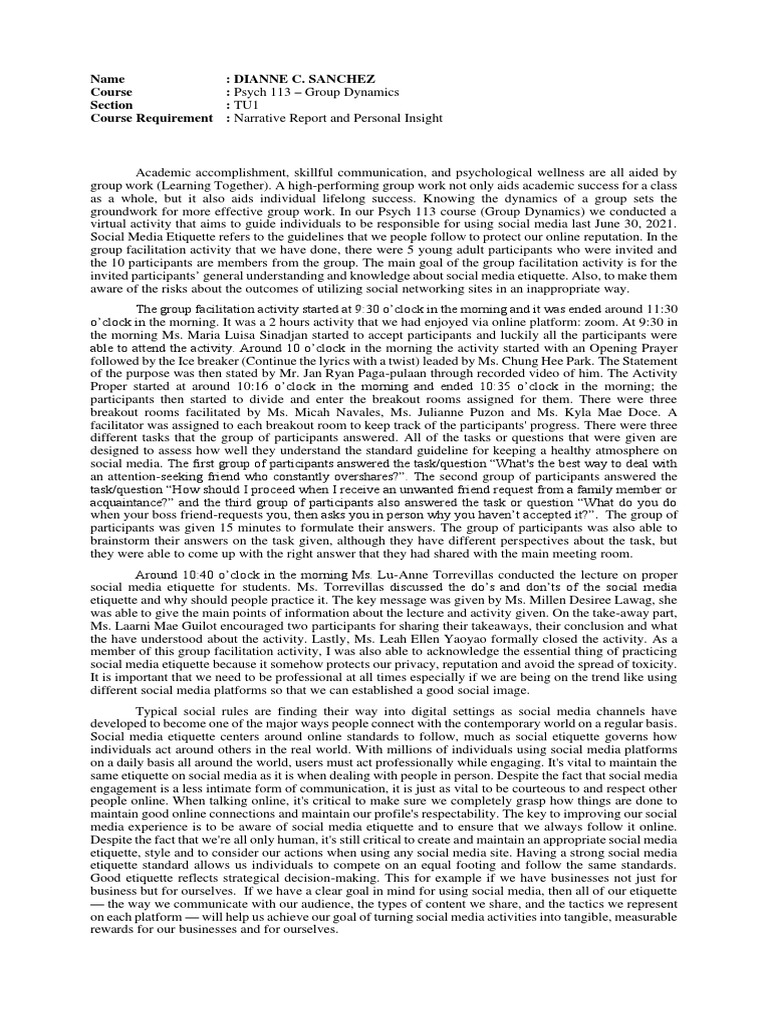 Narrative Report | PDF | Social Media | Popular Culture & Media Studies