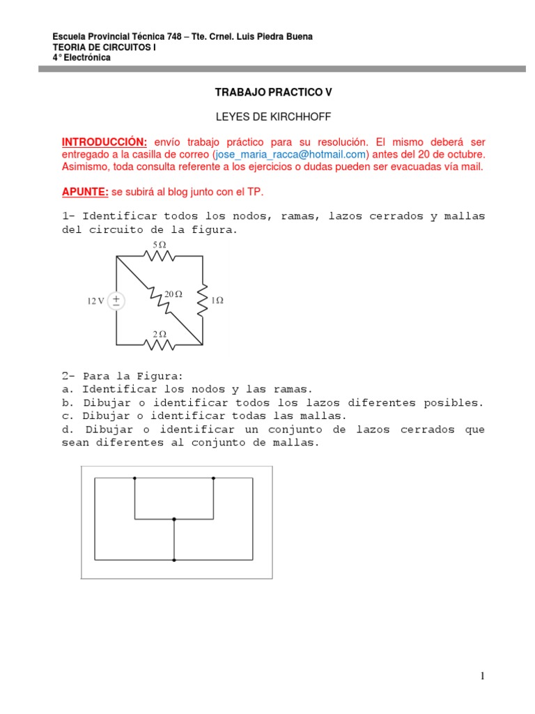Trabajo Práctico Virtual Unidad V | PDF | Resistencia Eléctrica y Conductancia | voltaje