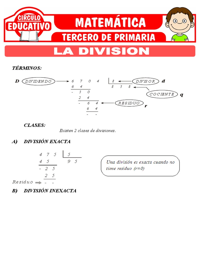 La Division y Sus Clases para Tercero de Primaria | PDF