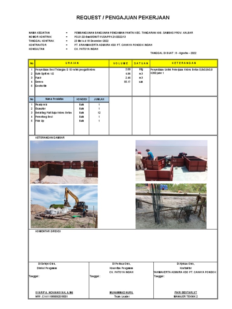 Contoh Request Pekerjaan Konstruksi | PDF