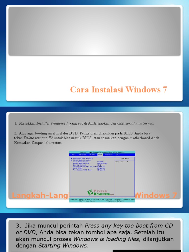 Panduan Instalasi Windows 7 Lengkap | PDF