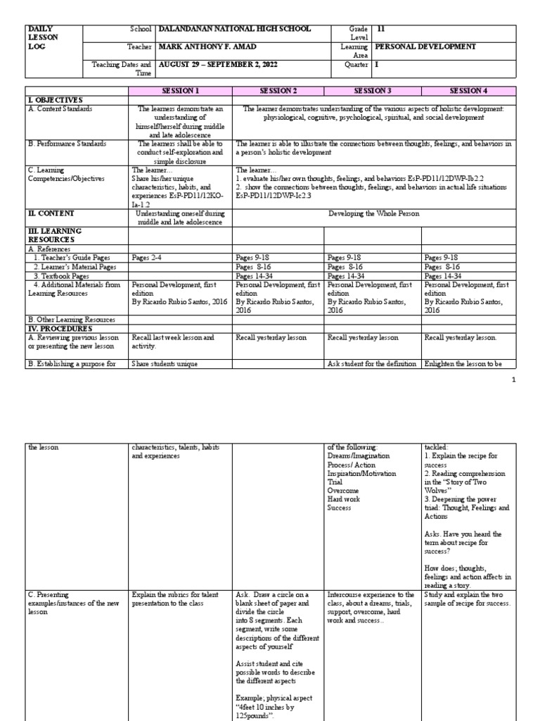 DLL PERDEV Week 2 | Download Free PDF | Learning | Thought