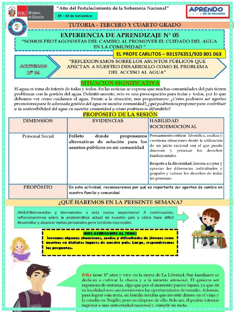 Experiencia de Aprendizaje 05 - Actividad 04 - 3ero y 4to - Tutoria - 00001 | PDF