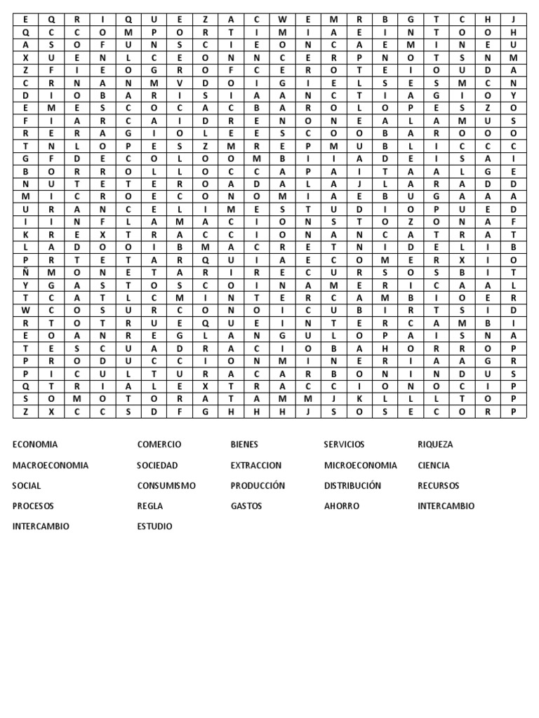 SOPA DE LETRAS ECONOMIA | PDF | Economia | Economias
