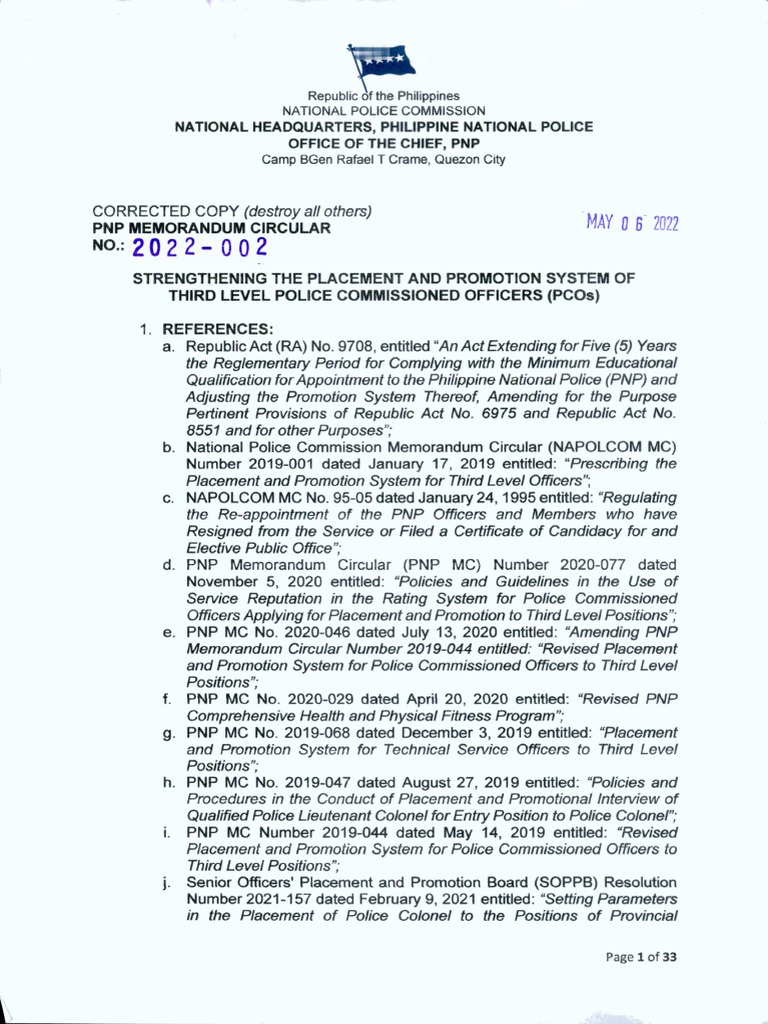 Corrected PNP MC 2022-002 | PDF