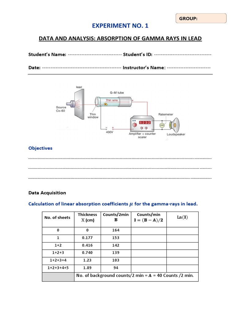 01 - Absorption of Gamma - Lab Report | PDF | Gamma Ray | Electromagnetic Radiation