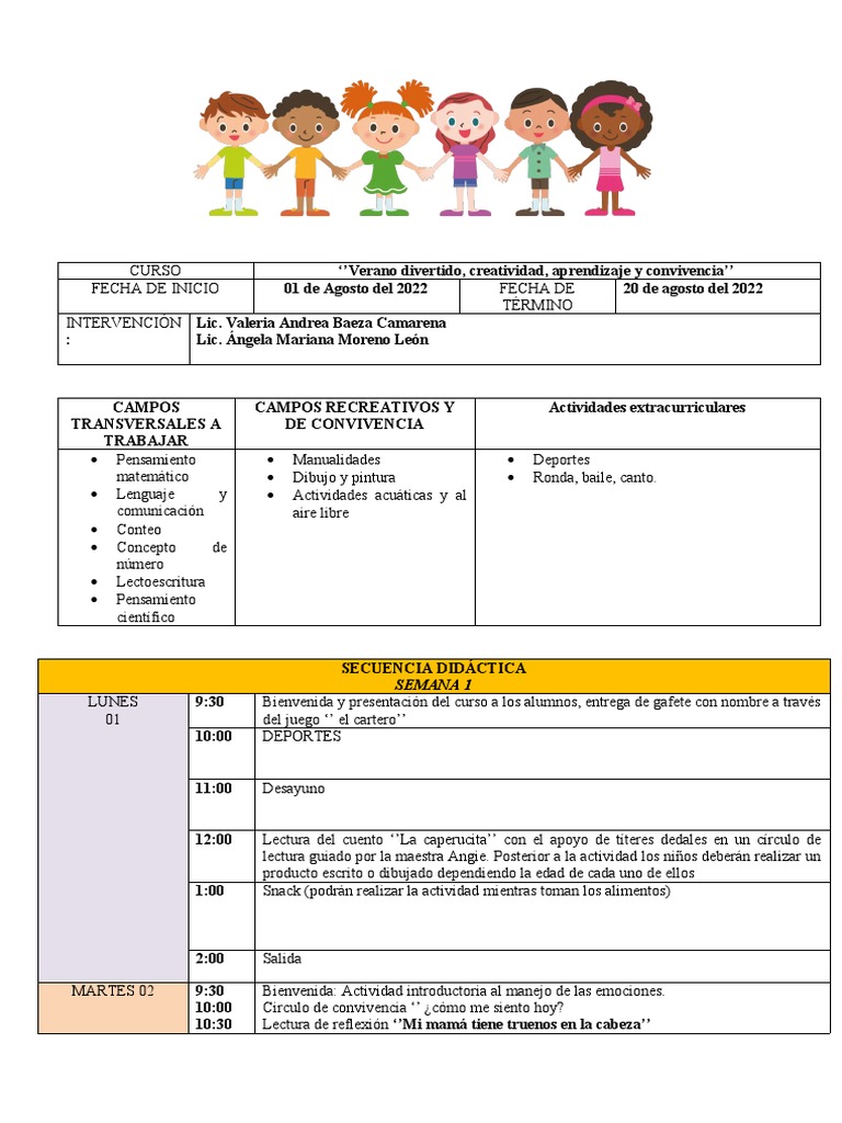 2 Curso de Verano - Planeación | PDF