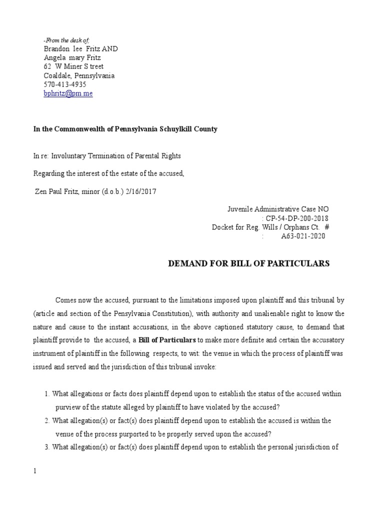 2022 - Notice - Bill of Particulars Demand | PDF | Admiralty Law ...