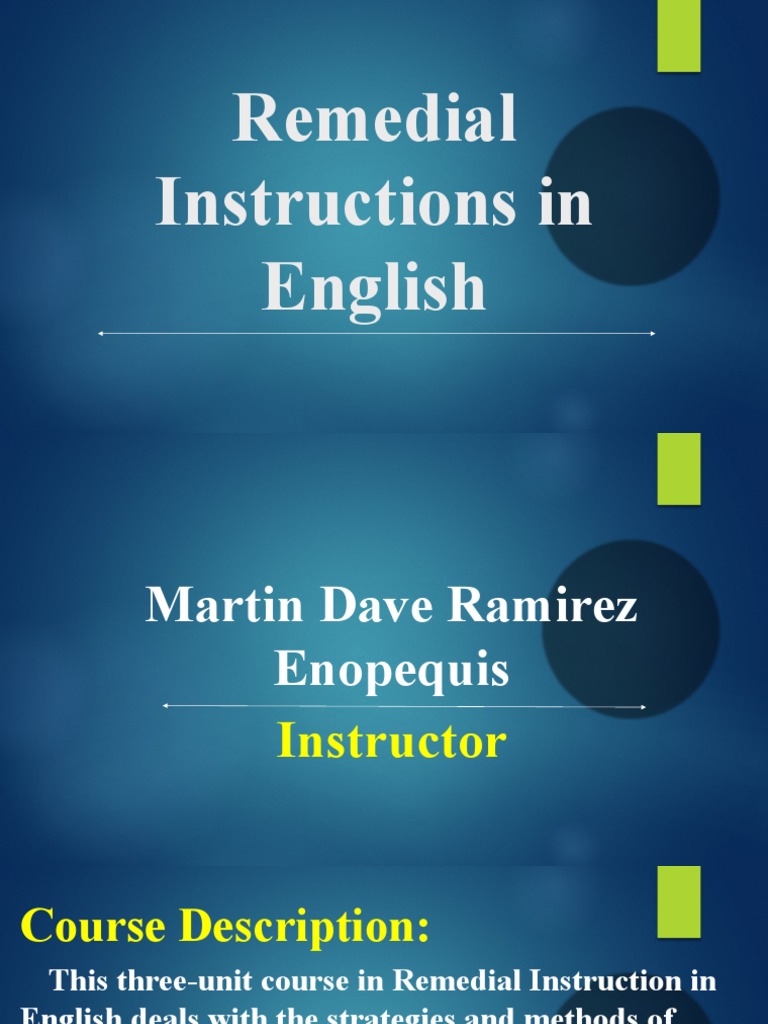 Remedial Instruction Strategies in English | PDF | Language Acquisition ...