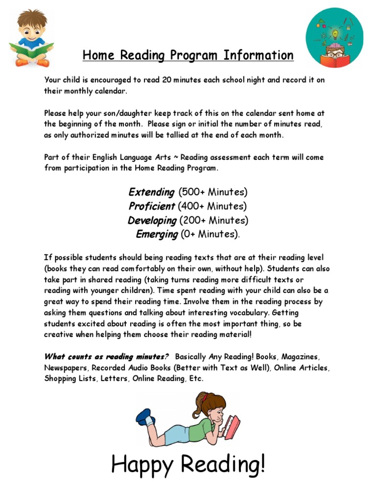 Happy Reading!: Home Reading Program Information | PDF