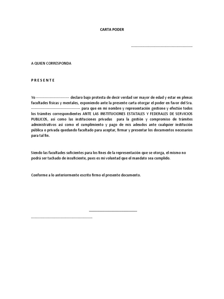 Carta Poder Formato | PDF