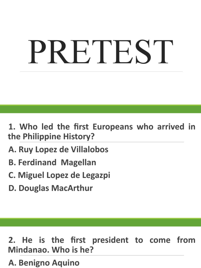 Readings in Philippine History - Pretest | PDF | Philippines ...
