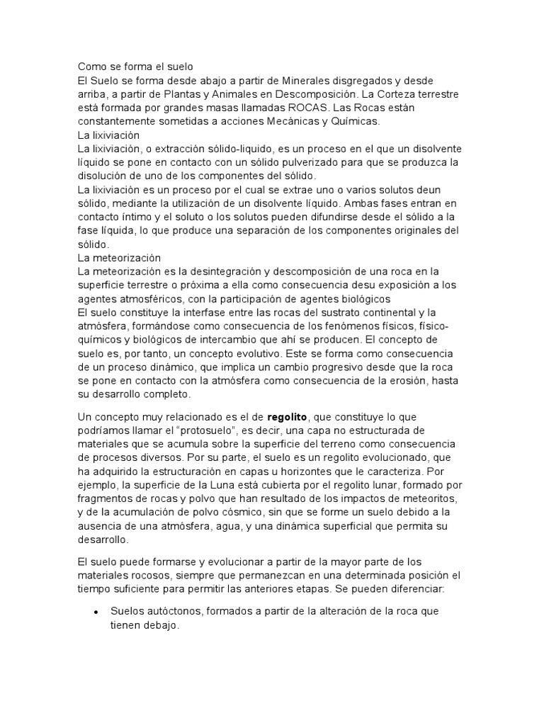 Como Se Forma El Suelo | PDF | Suelo | Roca (geología)