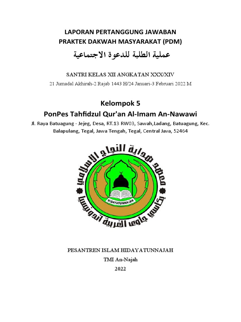 Contoh Laporan Pertanggung Jawaban Praktek Dakwah Masyarakat (PDM) | PDF