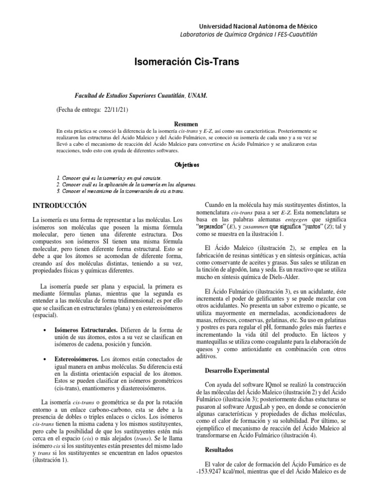 Isomerización Cis-Trans en Alquenos | PDF | Isómero | Química