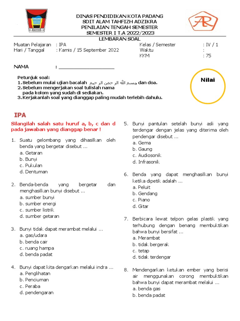Soal Pts 1 Kelas 4 Ipa | PDF