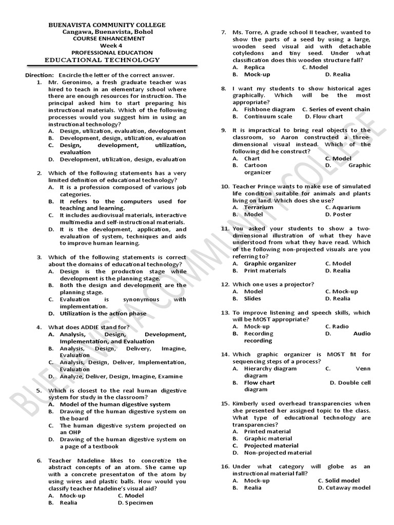 Week 4 (Educational Technology) Answer Key | PDF | Educational Technology | Massive Open Online ...