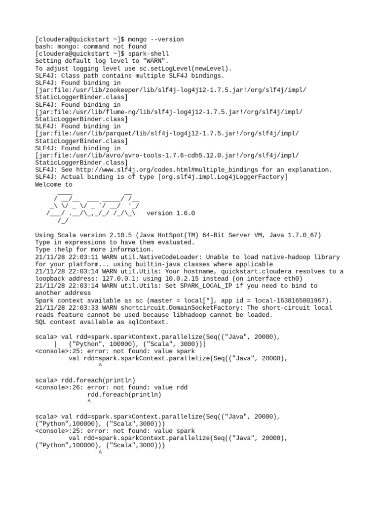 Spark Shell Errors Reading Non Existent Files Pdf Scala Programming Language Apache Spark