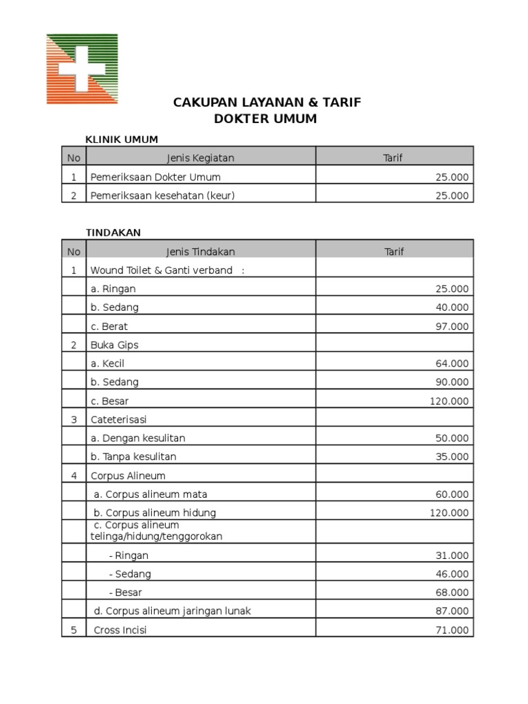 Tarif Klinik | PDF
