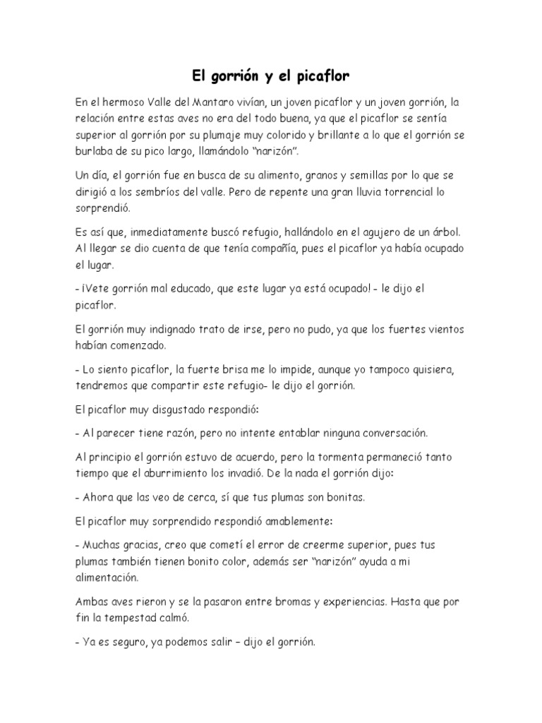 El Gorrión y El Picaflor | PDF