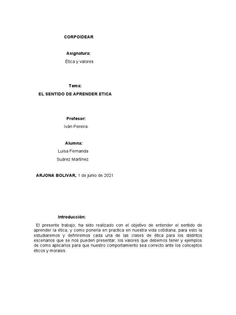 Importancia de Aprender La Etica | PDF | Tolerancia | Comportamiento