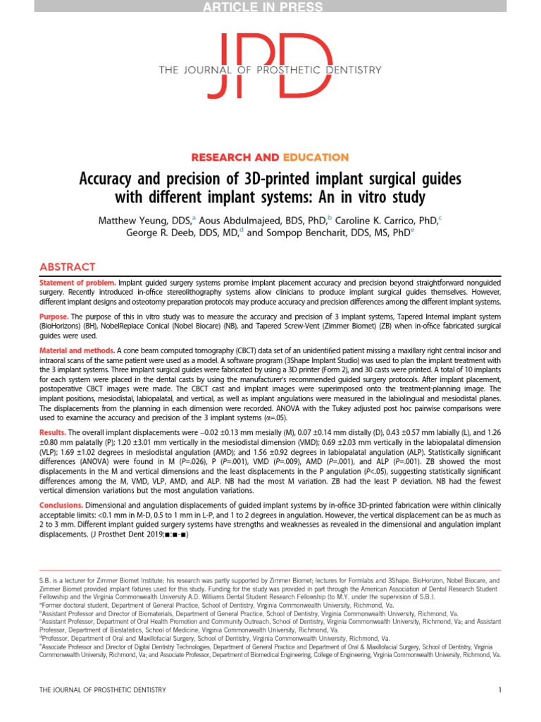 10 1016@j Prosdent 2019 05 027 | PDF | Dental Implant | Analysis Of ...