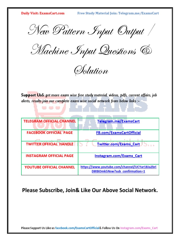 New Pattern Input Output Exam Cart | Download Free PDF | Consonant | Numbers