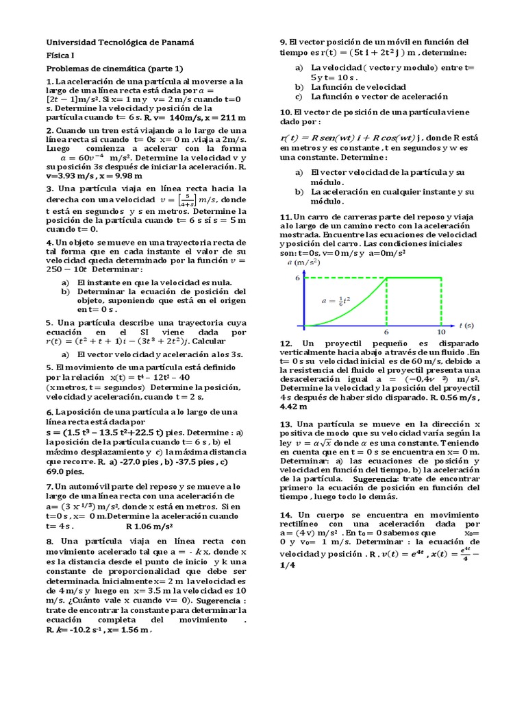 Práctica Cinemática I Parte | PDF | Velocidad | Aceleración