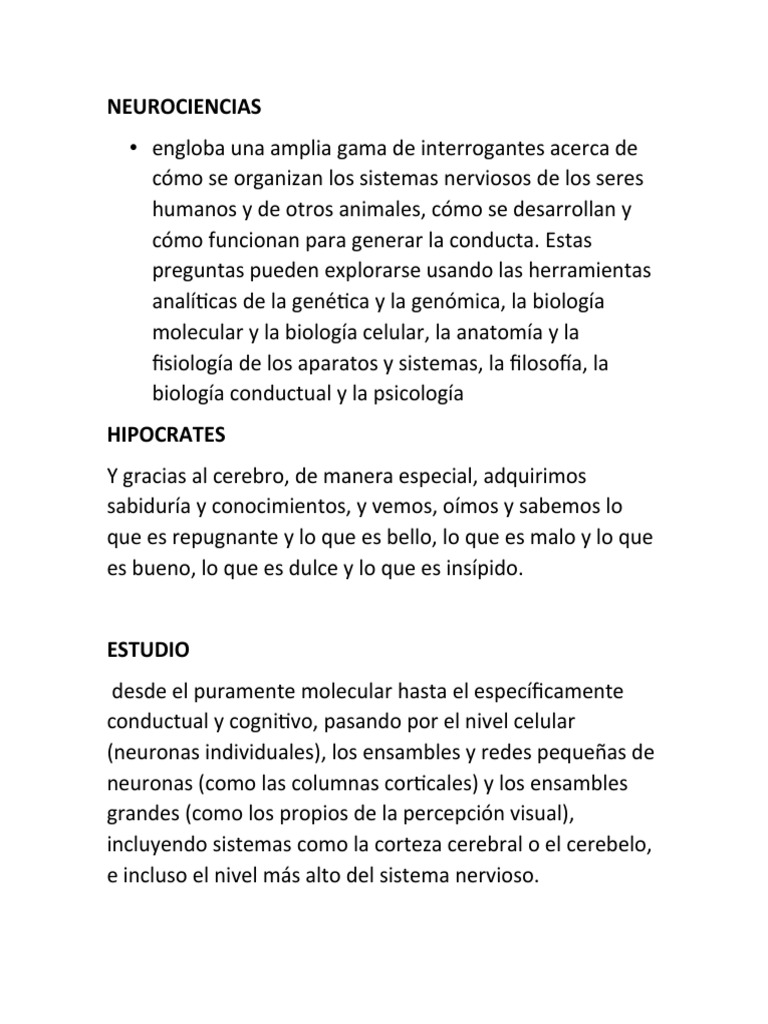 NEUROCIENCIAS | PDF | Neurociencia | Cerebro