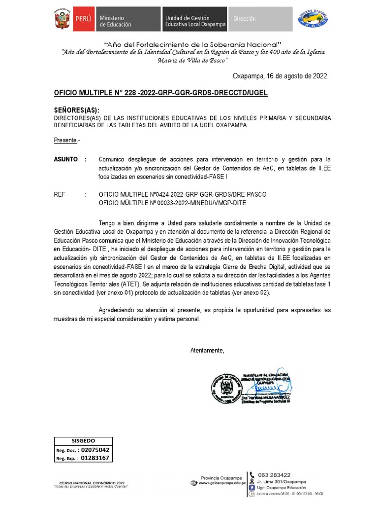 Oficio Múltiple N 228 | PDF