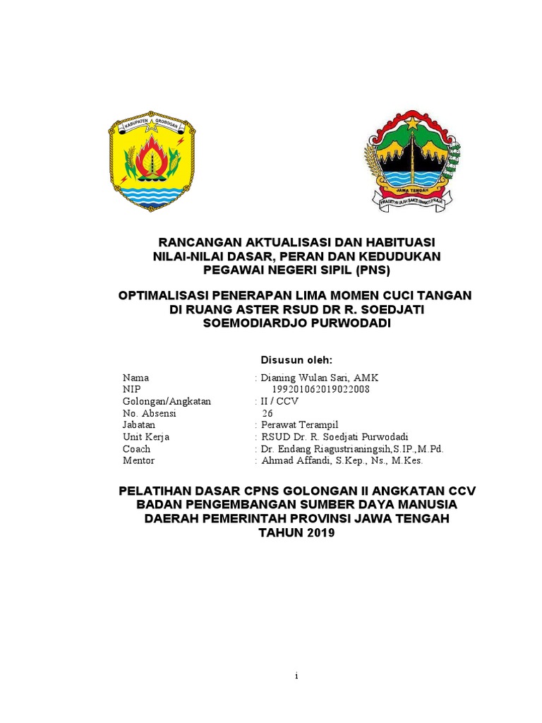Contoh Rancangan Aktualisasi Latsar CPNS | PDF