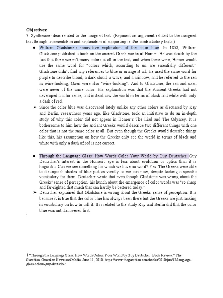 Objectives | PDF | Color | Perception