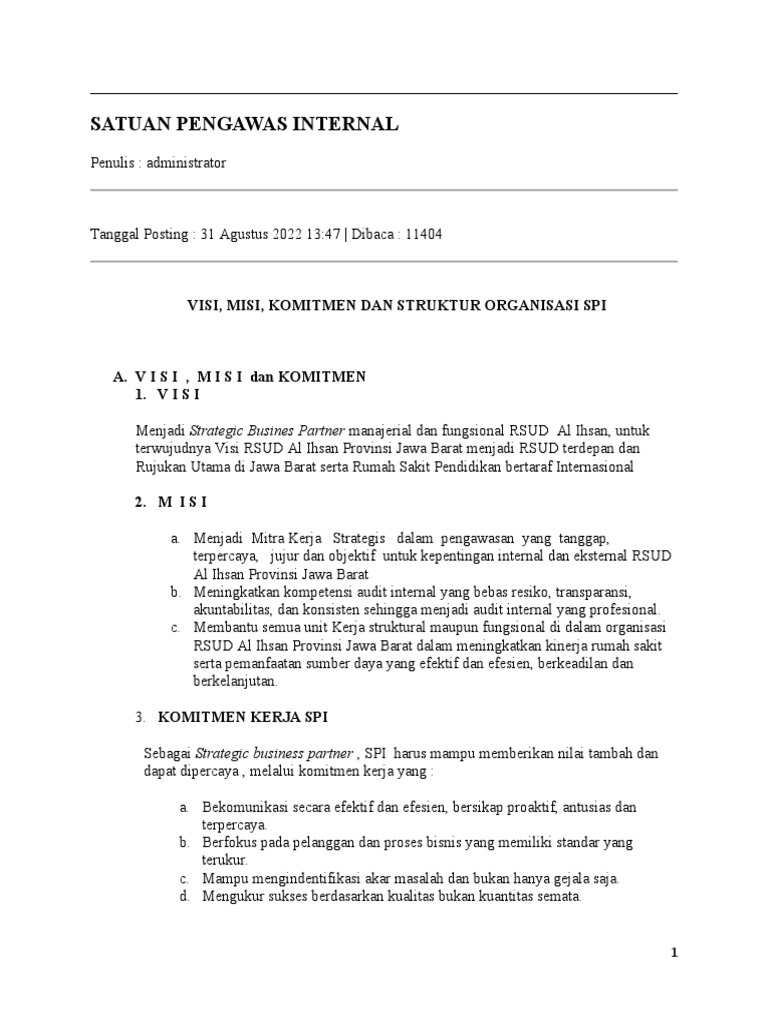 Contoh Tupoksi Spi RS | PDF