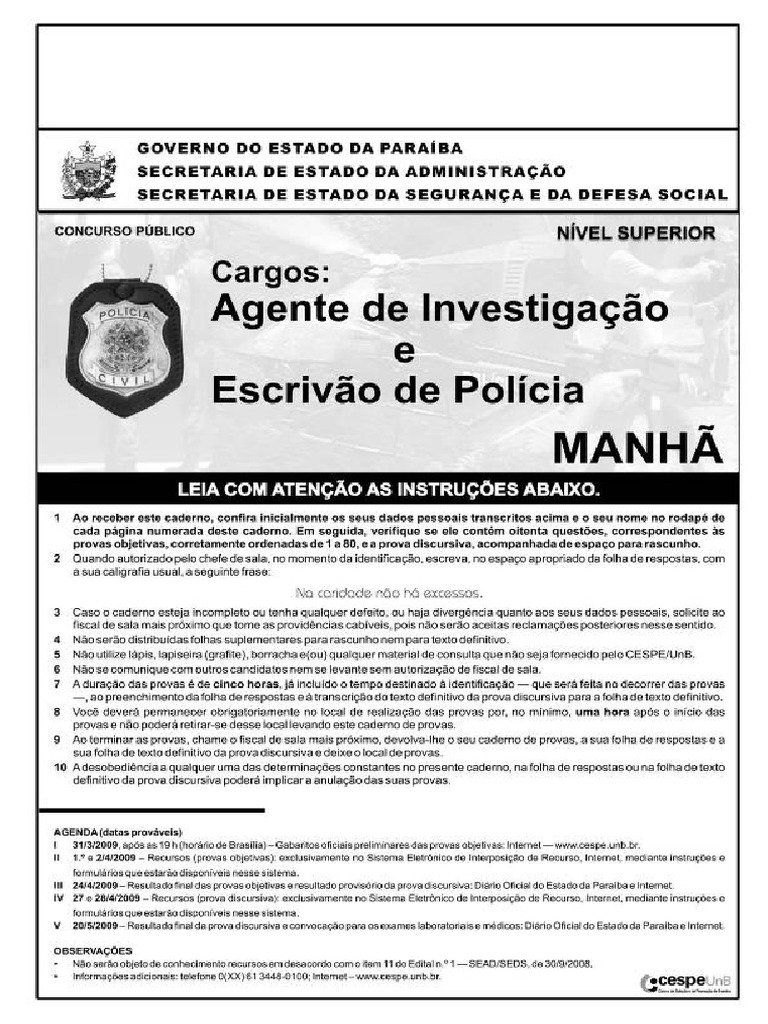 Simulado APROVADO PCPB Coach Carlos Andre 2021 | PDF | Crimes | Crime e violência