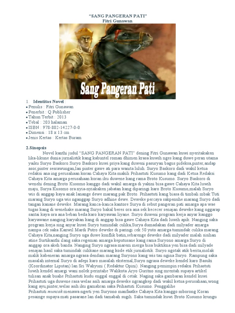 Unsur Intrinsik Novel Sang Pangeran Pati | PDF