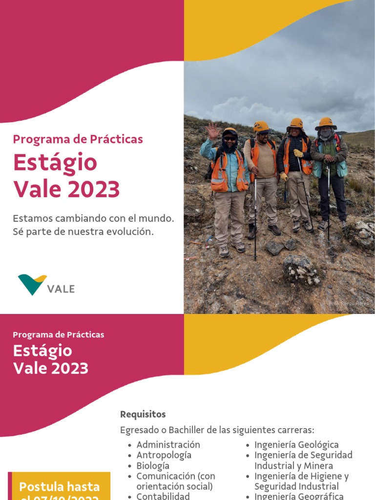 Estágio Vale 2023: Programa de Prácticas | PDF | Ingeniería | Business