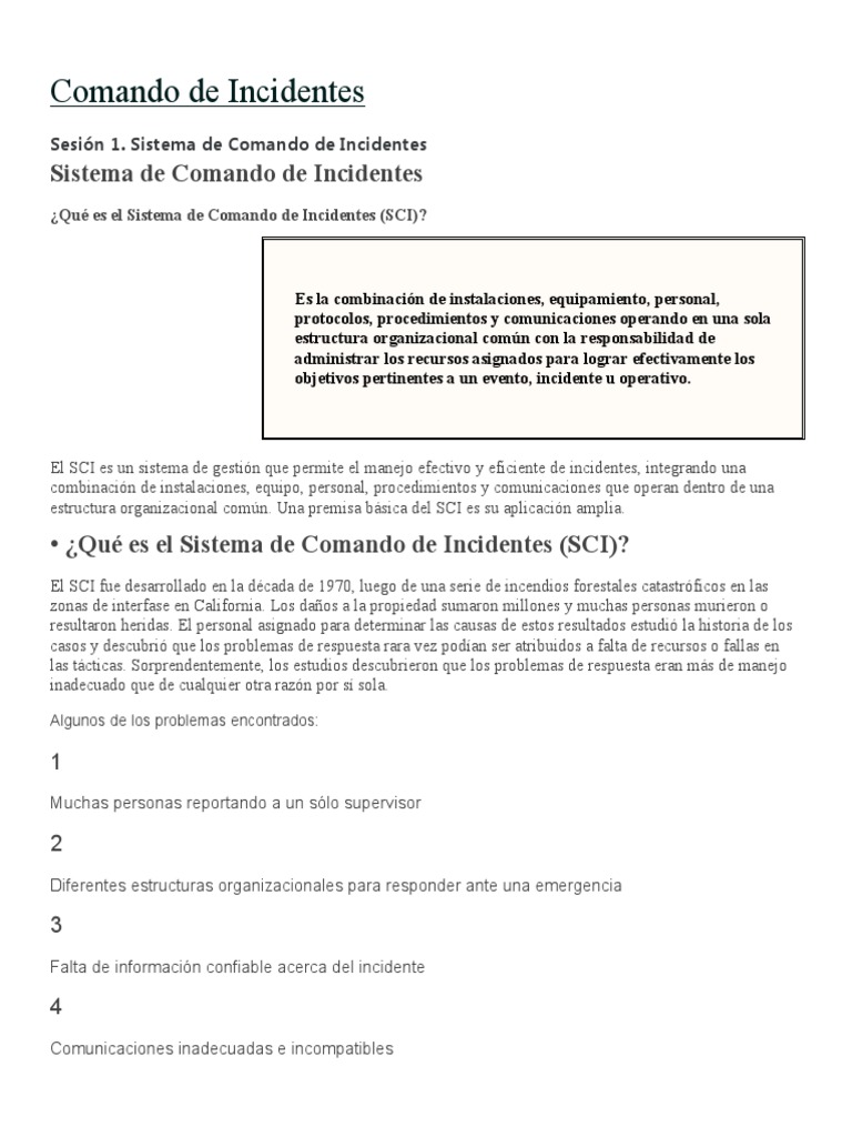 Sistema de Comando de Incidentes (SCI) | PDF | Planificación | Logística